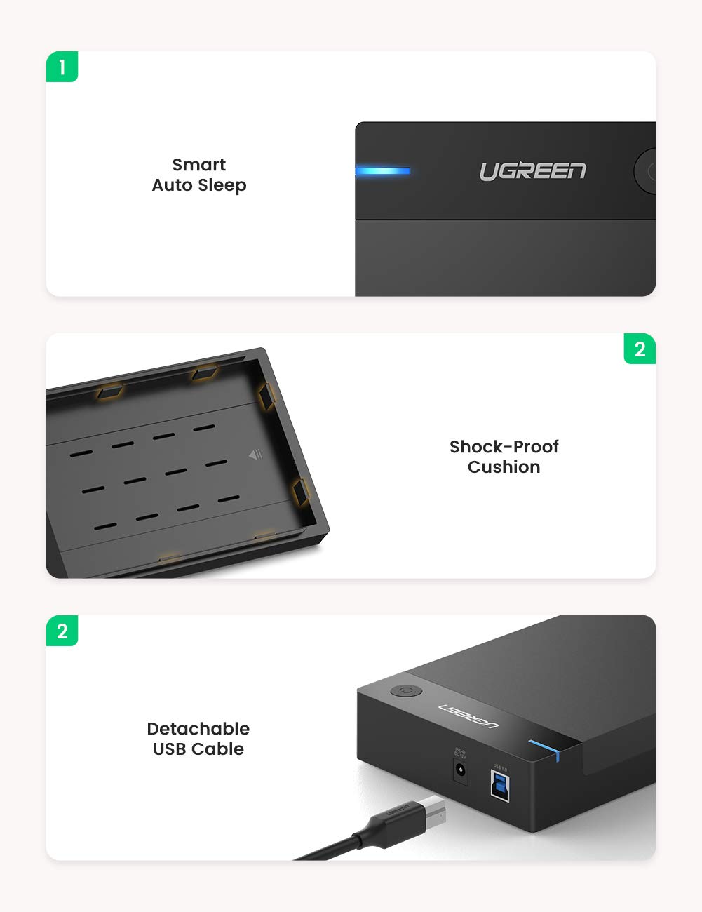 UGREEN USB3.0 TO 3.5-INCH SATA EXT HDD ENCLOSURE TOOL FREE WITH POWER ADAPTER – UGREEN Singapore